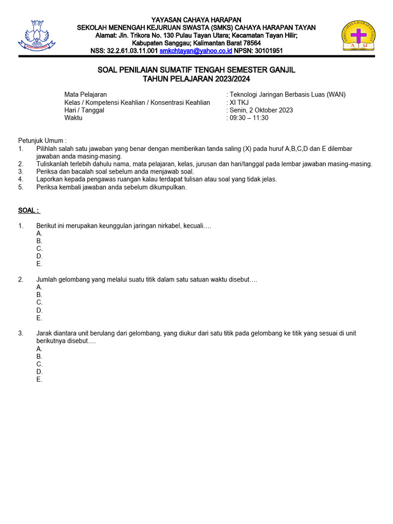 Contoh Master Soal PSTS | PDF