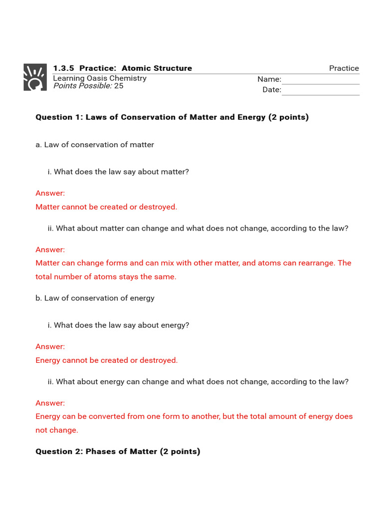Apex Learning - Practice Assignment | PDF | Atoms | Chemical Elements