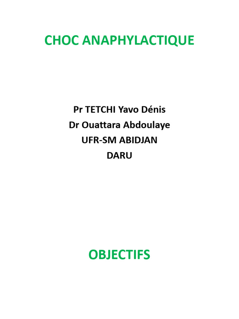 Choc Anaphylactique | PDF