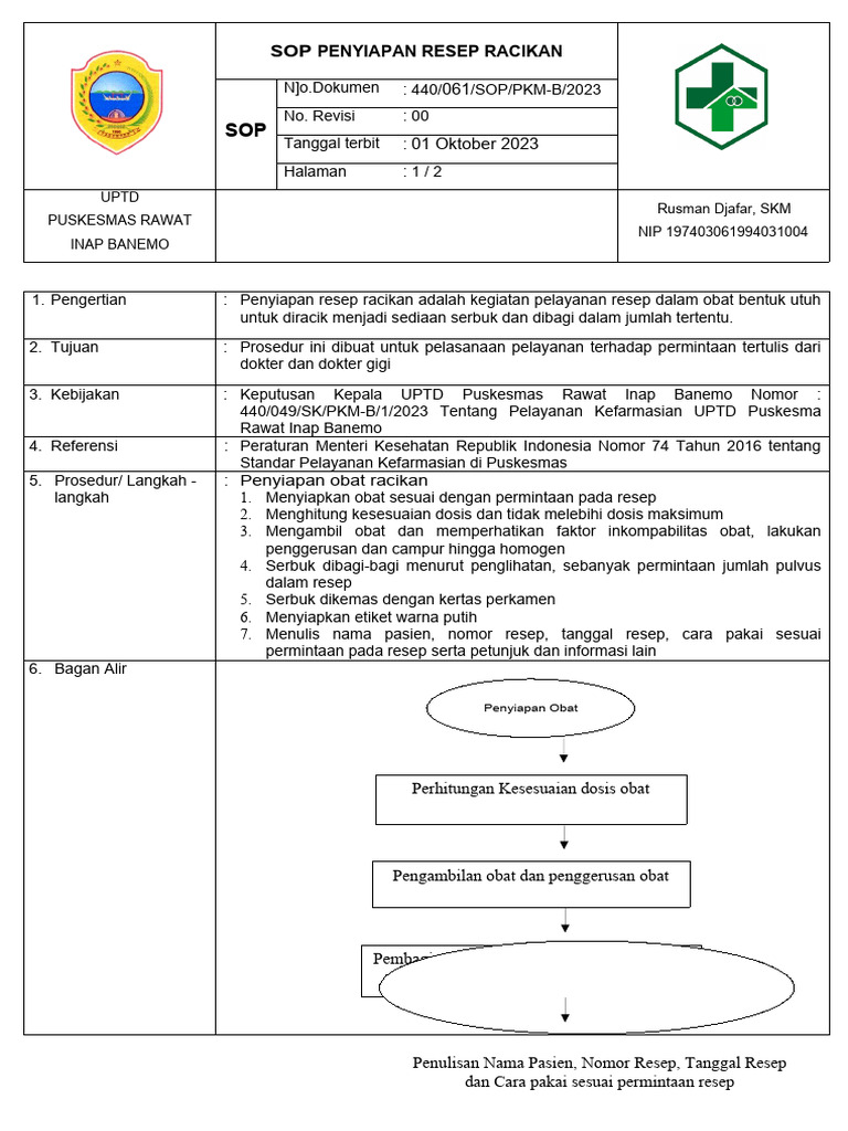 Sop Penyiapan Resep Racikan | PDF | Pengembangan Diri