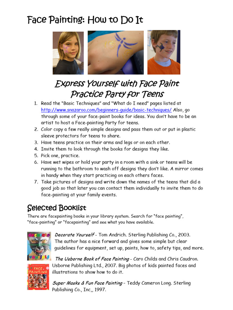 Face Painting Guide for Teens | PDF | Art