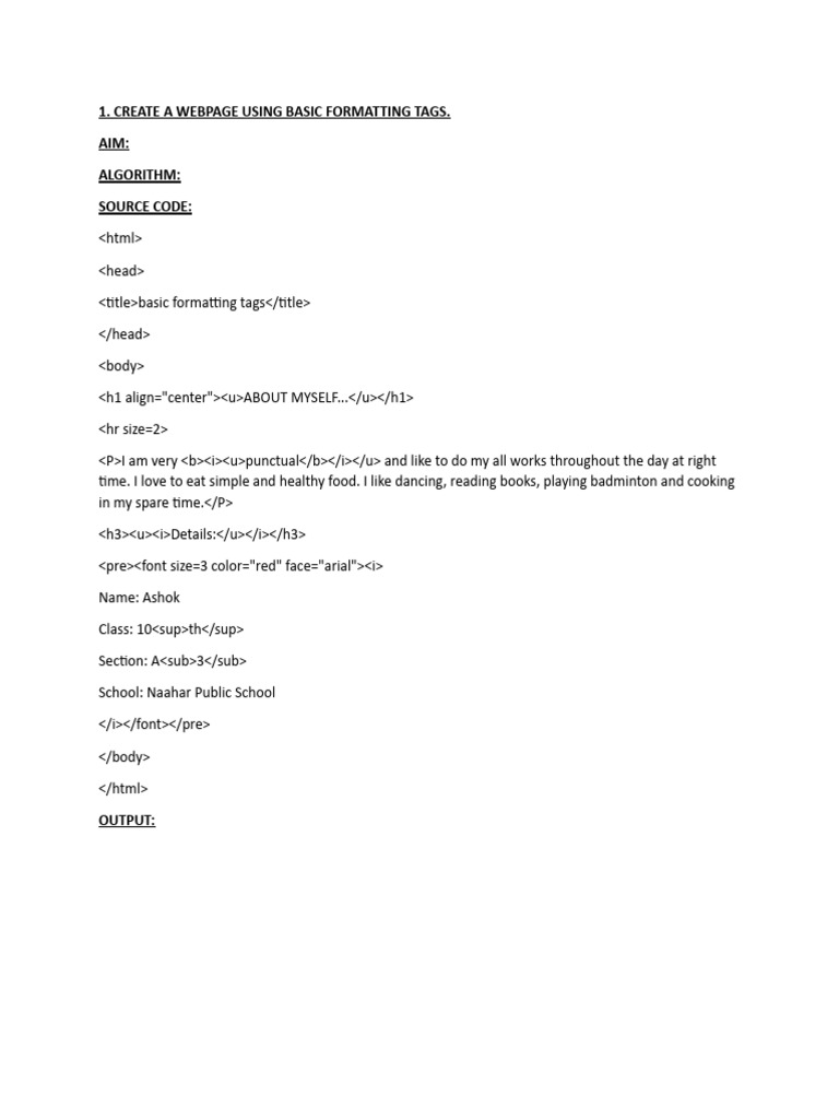 HTML Document Creation Guide | PDF