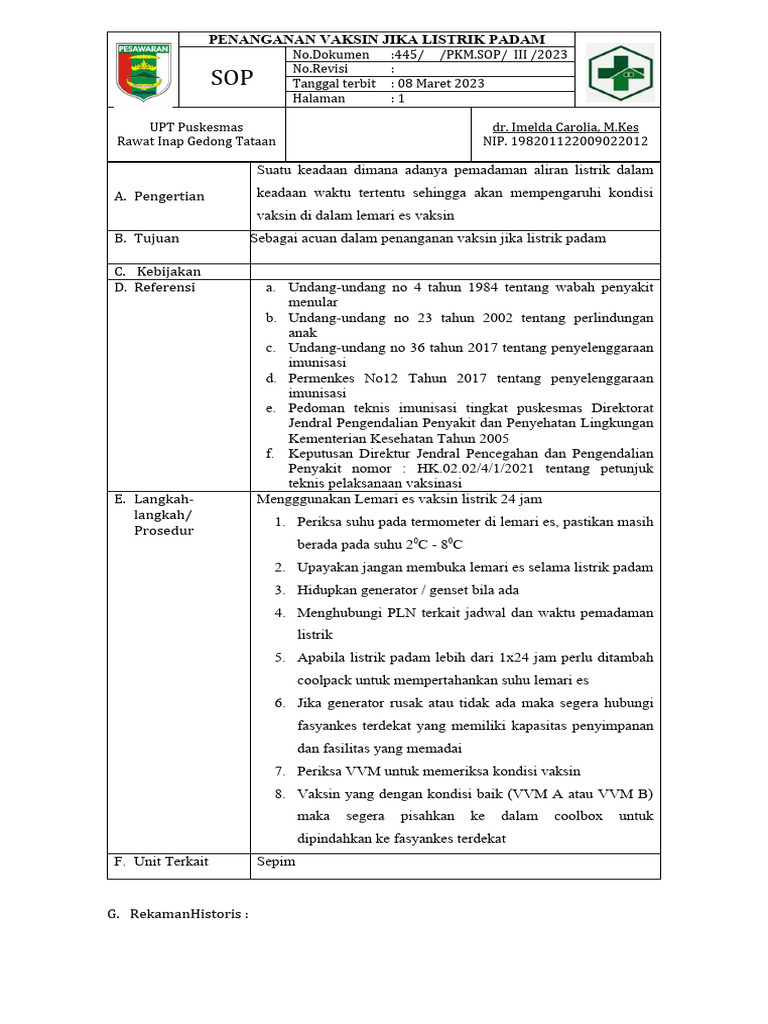 SOP Penanganan Listrik Padam | PDF