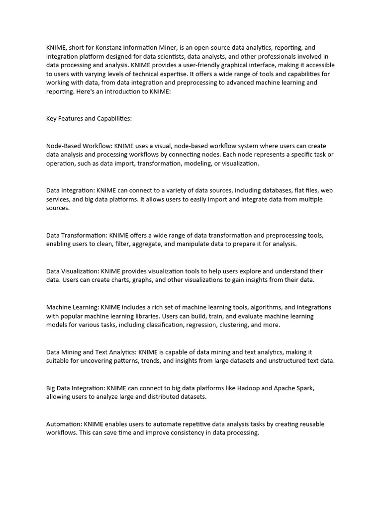 Introduction To KNIME | PDF | Machine Learning | Analytics