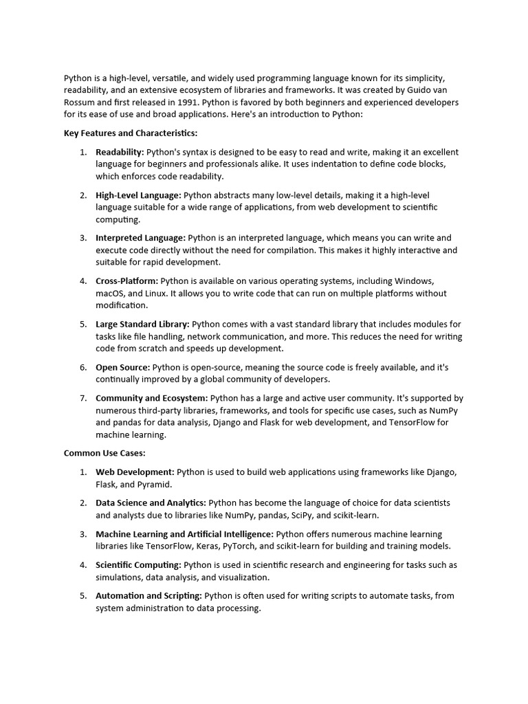 Introduction To Python | PDF | Python (Programming Language) | Cross Platform Software