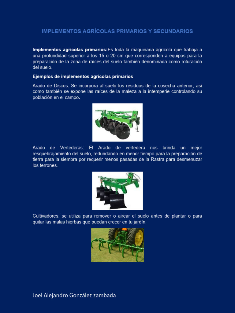 Implementos Agrícolas Primarios y Secundarios | PDF