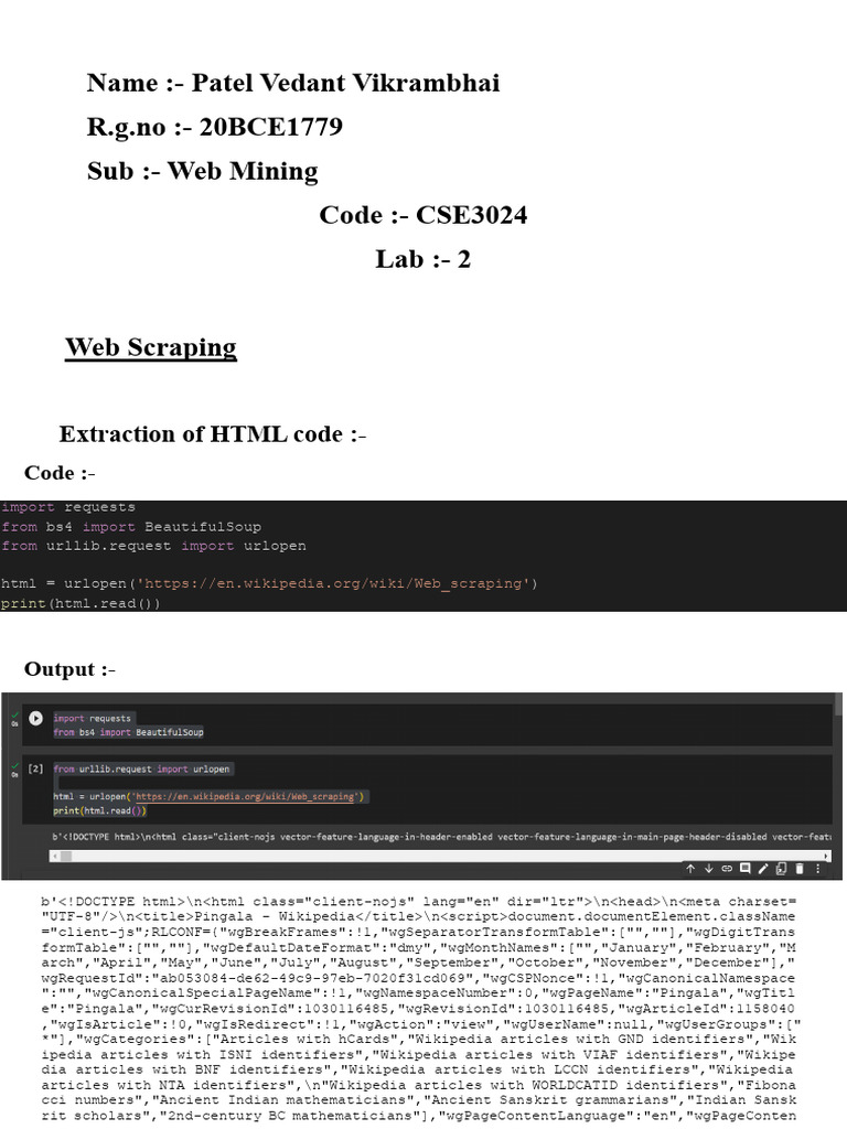 20BCE1779 - Web Mining - Lab-2 | PDF