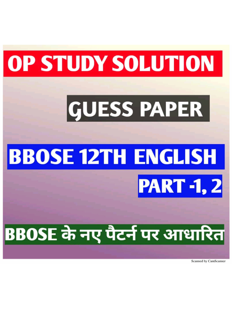English 12th Bbose Guess Paper | PDF