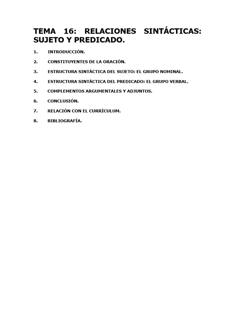Sujeto y Predicado: Estructura Sintáctica | PDF
