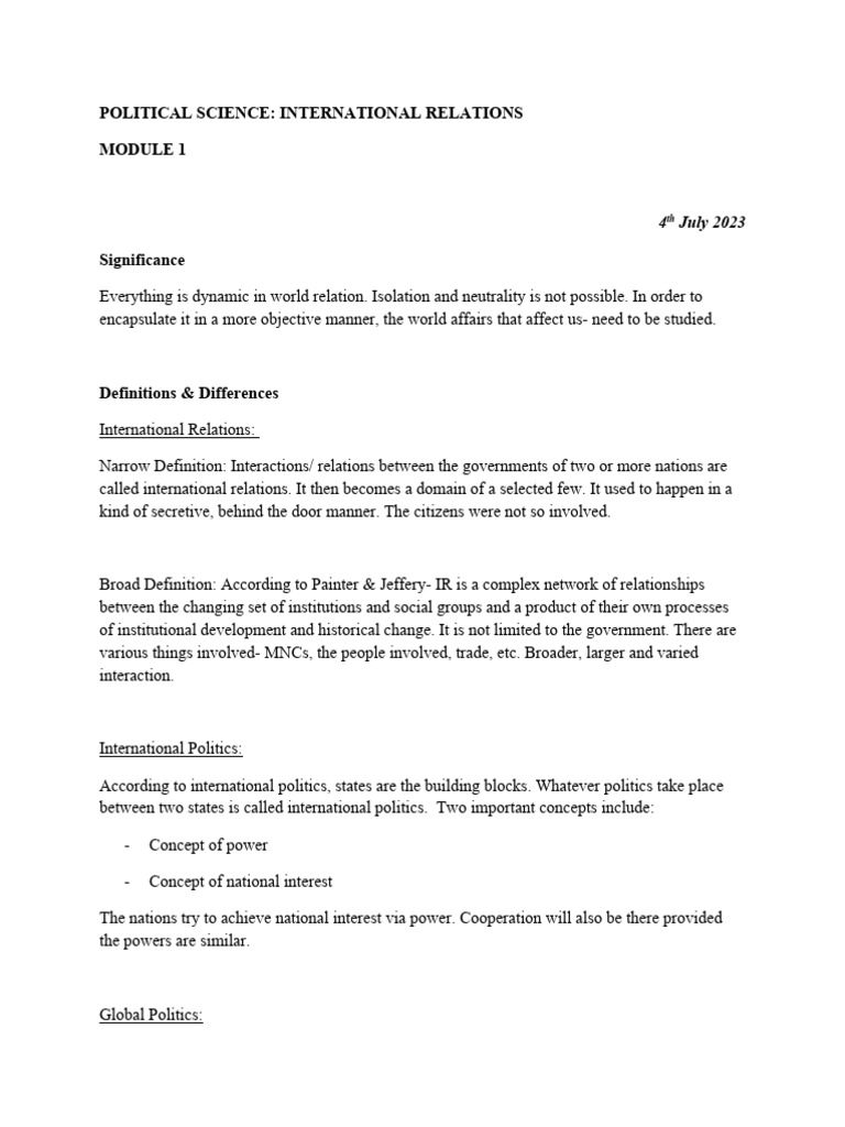 Political Science Module 1 Notes Pdf