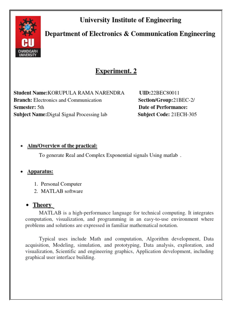 DSP 2 | PDF | Matlab | Engineering