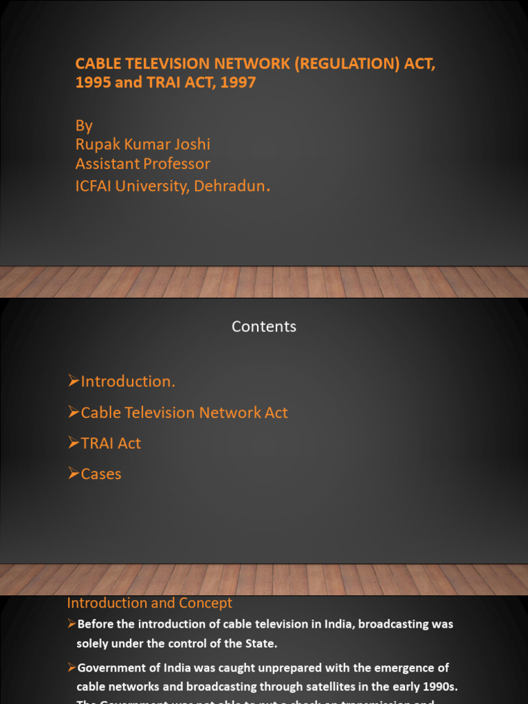 5.cable Television Network and TRAI | PDF | Tribunal | Cable Television