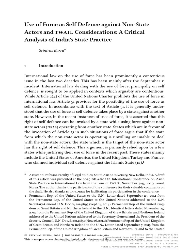 Use of Force As Self Defence Against Non-State Actors and TWAIL ...
