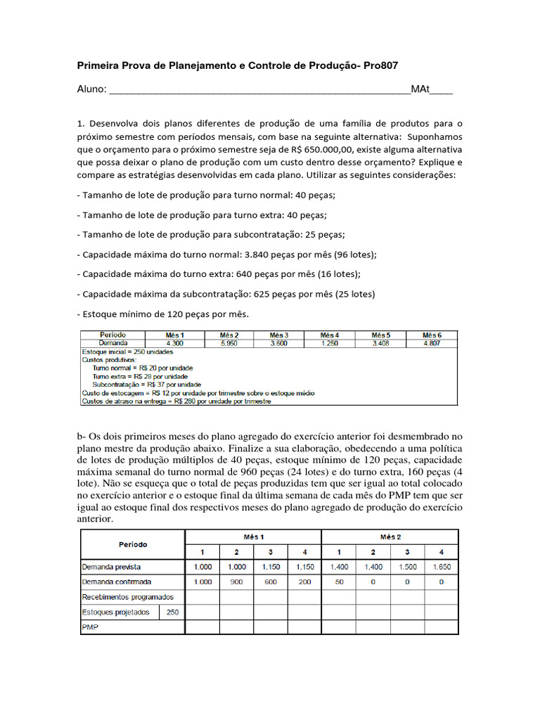 Prova1 - PRO807 | PDF