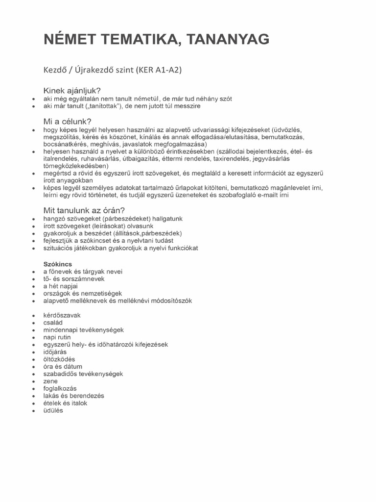 Nemet Tananyag | PDF