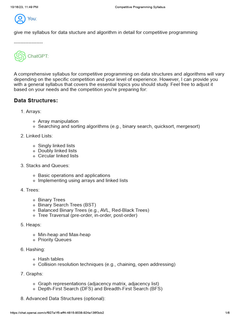 Competitive Programming Syllabus | PDF Competitive Programming Syllabus | PDF