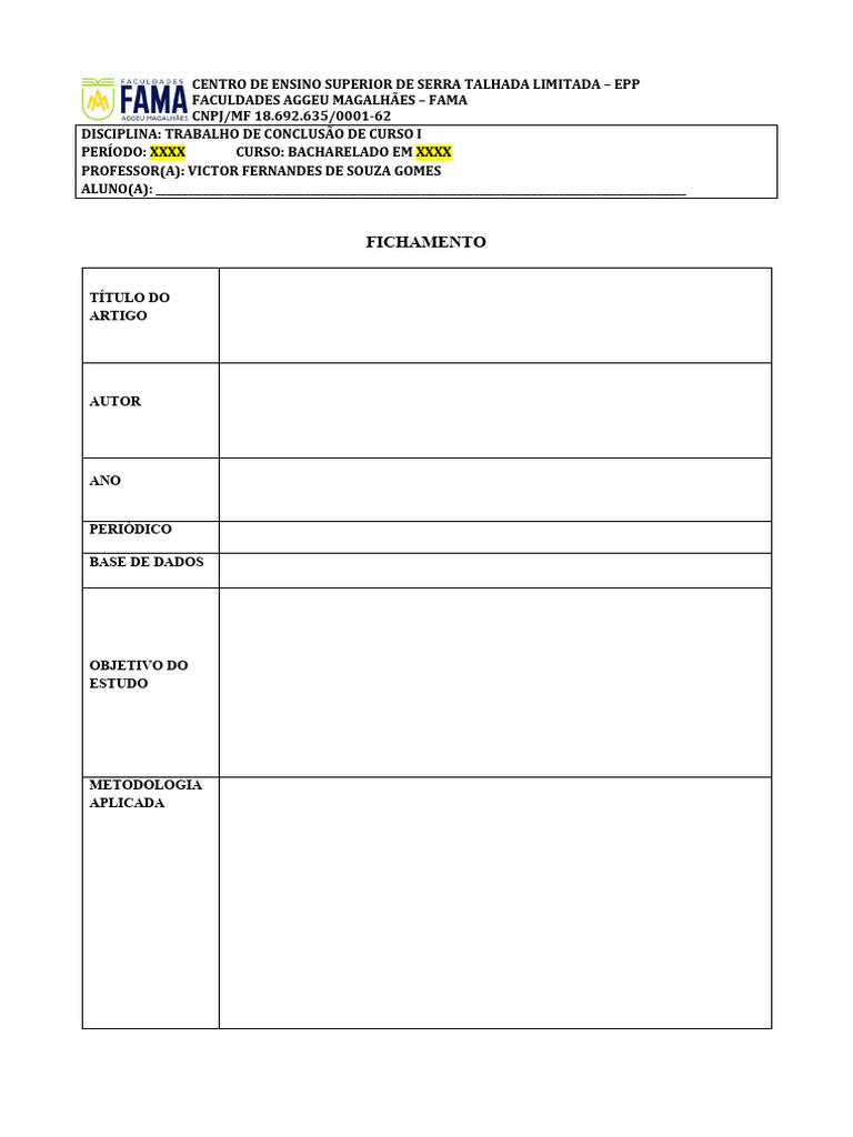 Modelo Fichamento | PDF