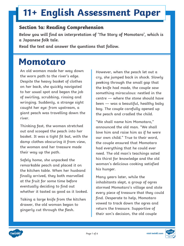 11+ English Assessment Paper | PDF