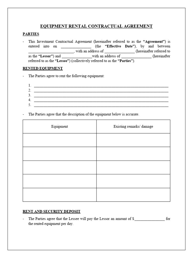 Equipment-Rental-Agreement-Template | PDF | Lease | Renting