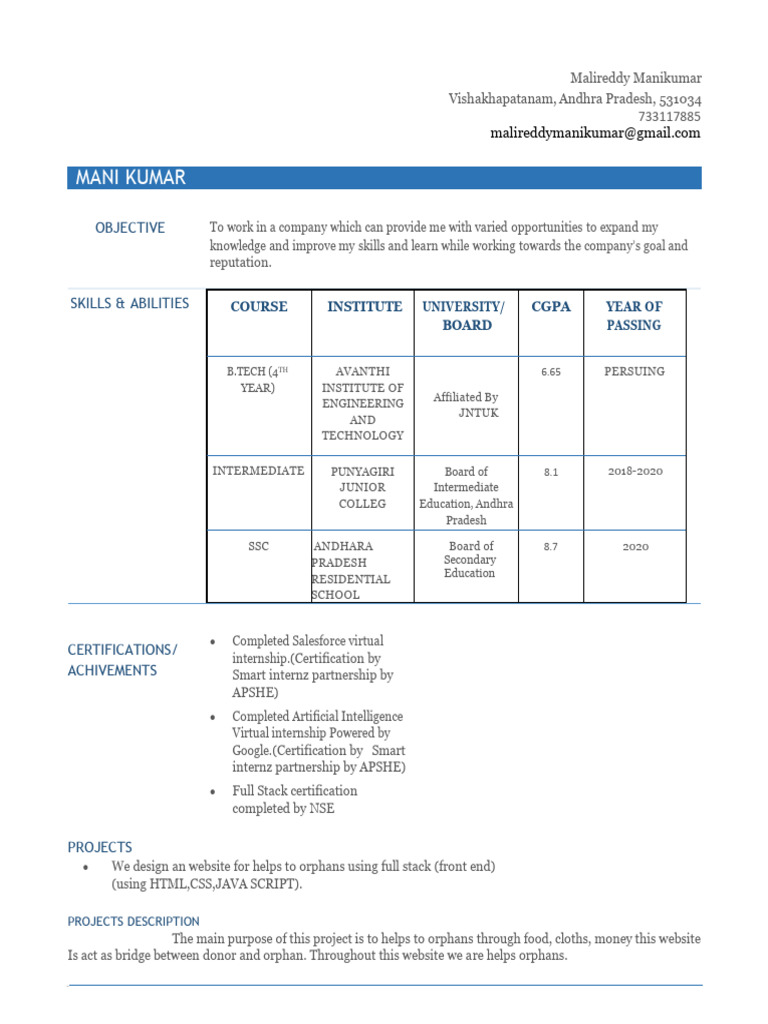 EY-Resume Manikumar | PDF