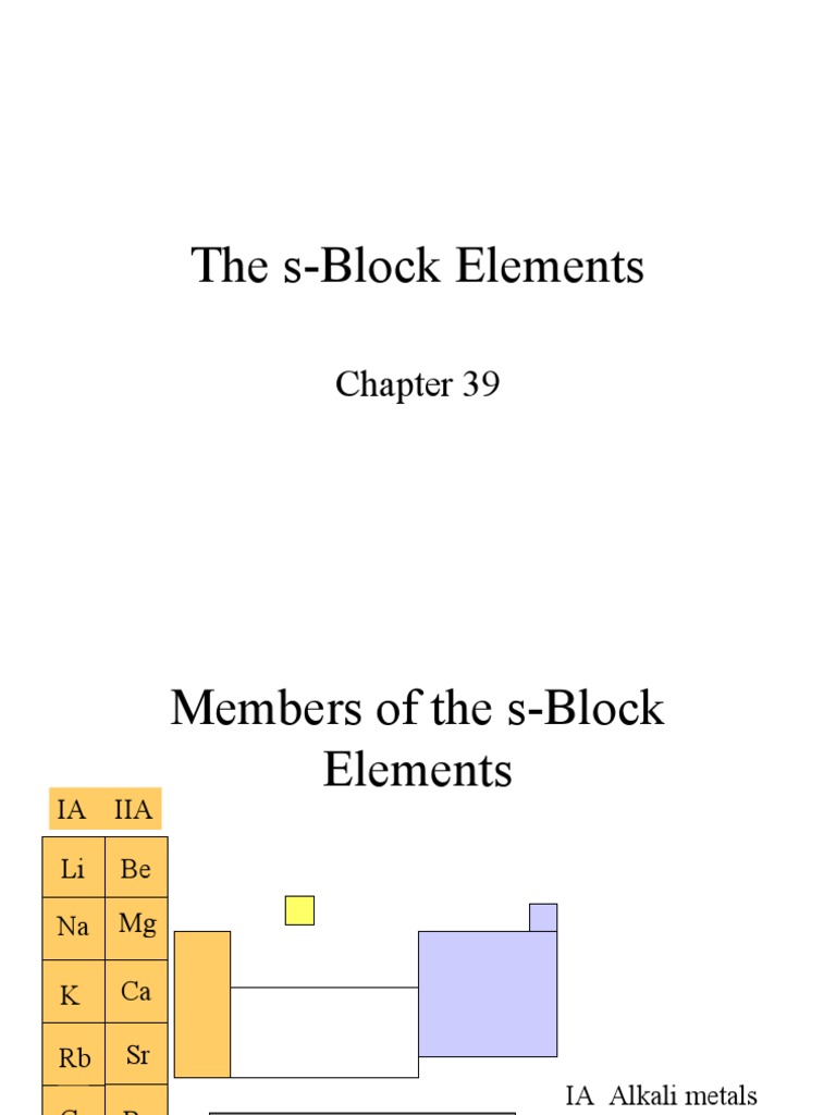 The S-Block Elements | PDF | Hydroxide | Oxide