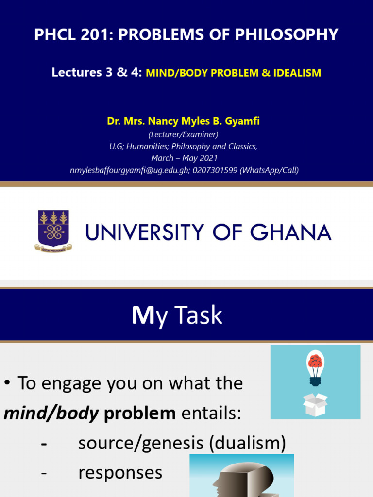 PHCL 201 2021 201 Mind-Body Problem - Idealism - VL 3 and 4 | PDF ...
