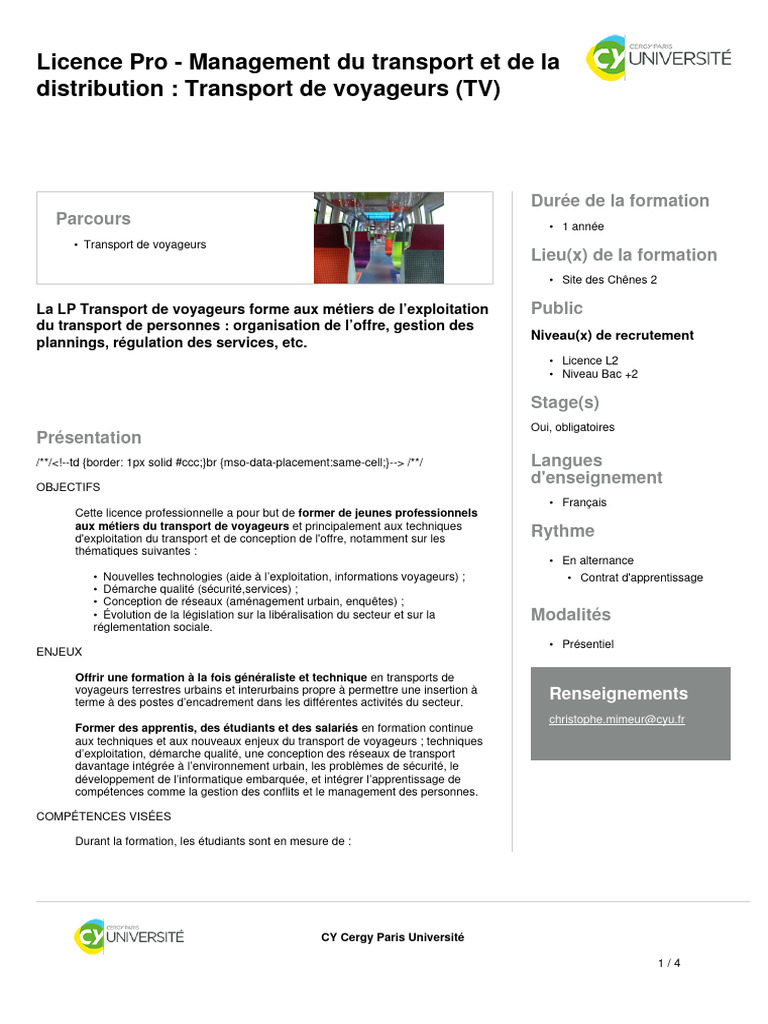 Licence Pro - Management Du Transport Et de La Distribution: Transport ...