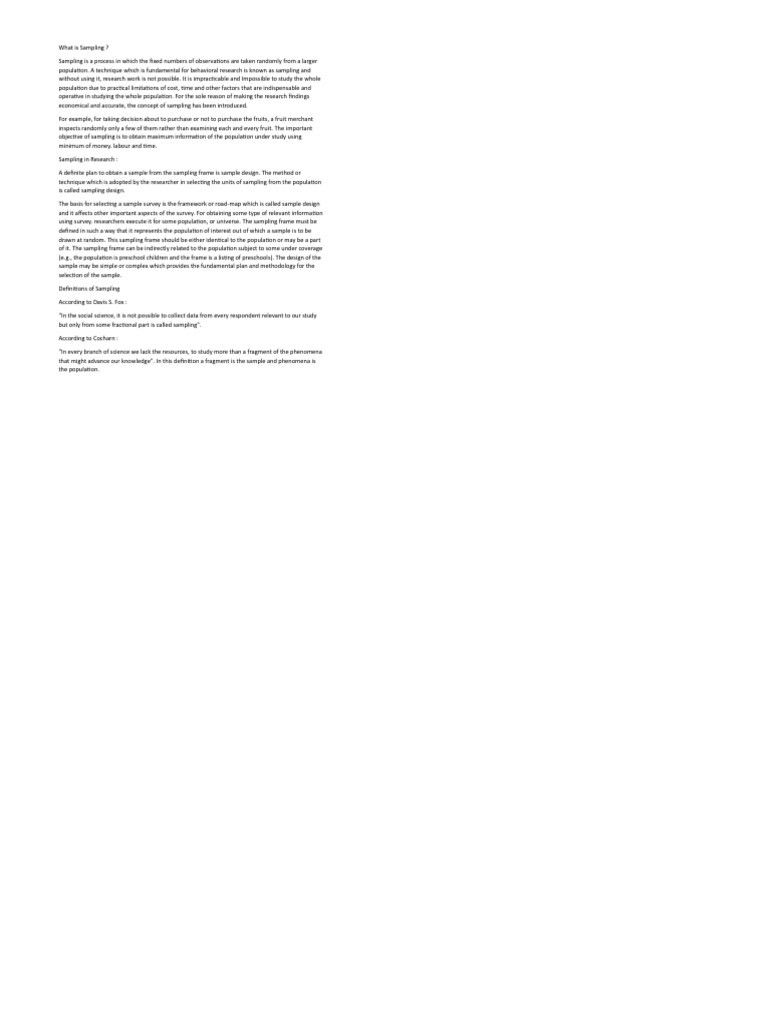Sampling | PDF | Sampling (Statistics) | Stratified Sampling Sampling | PDF | Sampling (Statistics) | Stratified Sampling