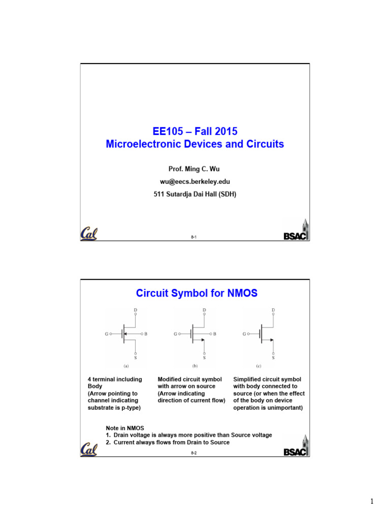 Lecture08 MOSFET Current Voltage Characteristics | PDF