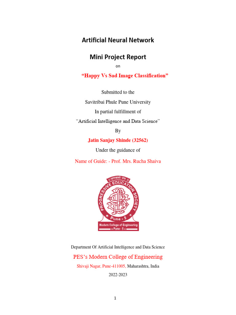 Jatin Shinde ANN MINIPROJECT | PDF