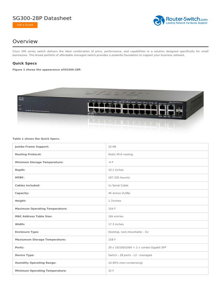 Cisco sg300 28p 28 Port Gigabit Poe Managed Switch | PDF | Computers
