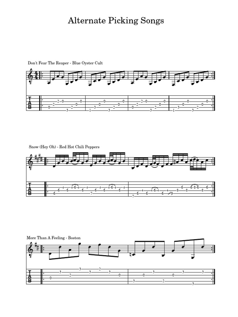 Alternate Picking Songs | PDF