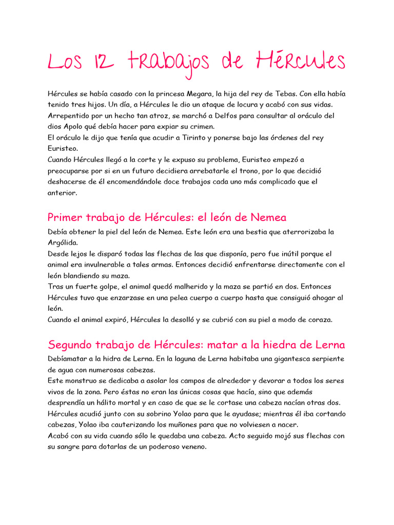 Los 12 Trabajos de Hércules | PDF