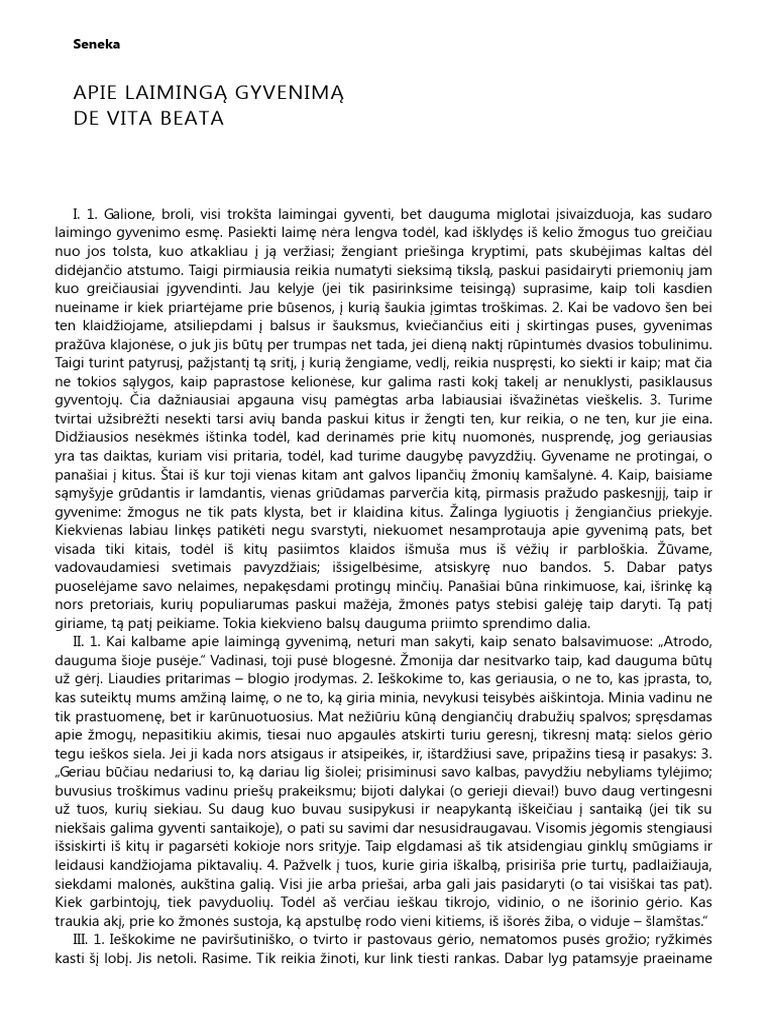 Seneka. Apie Laimingą Gyvenimą - lb4801 | PDF