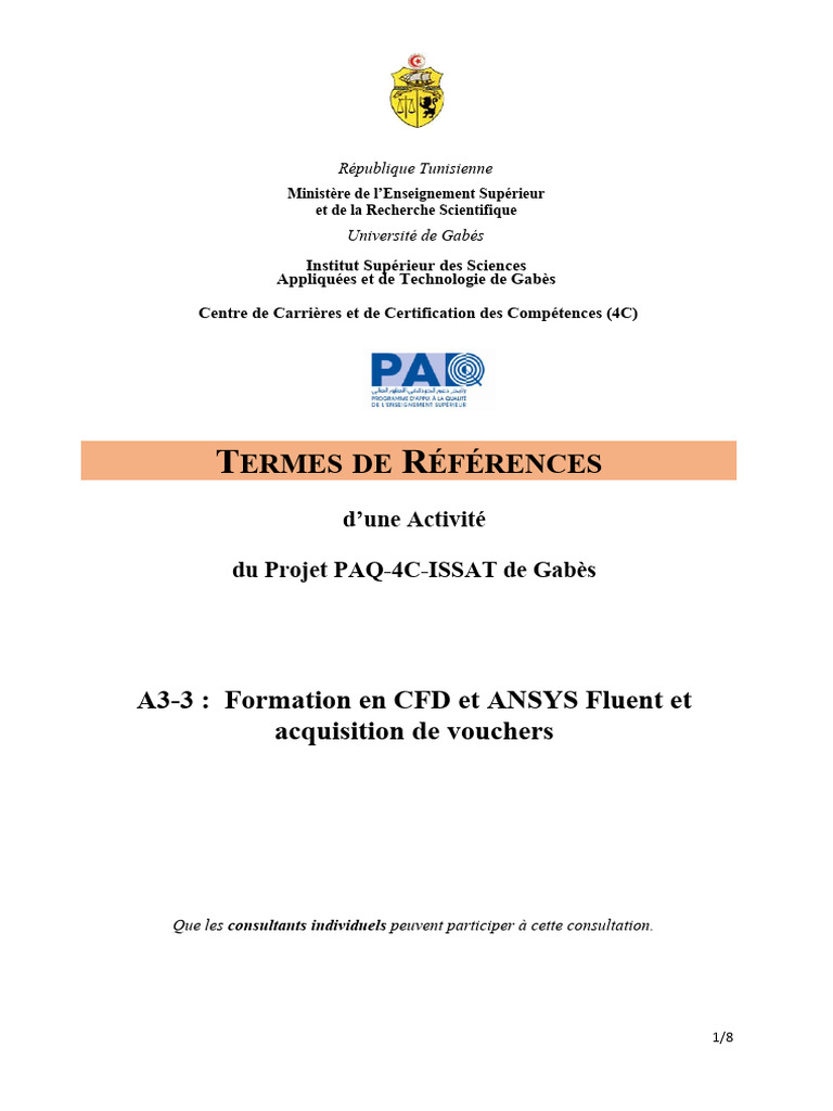 TDR Formation en CFD Et ANSYS Fluent Et Acquisition de Vouchers | PDF | Affaires