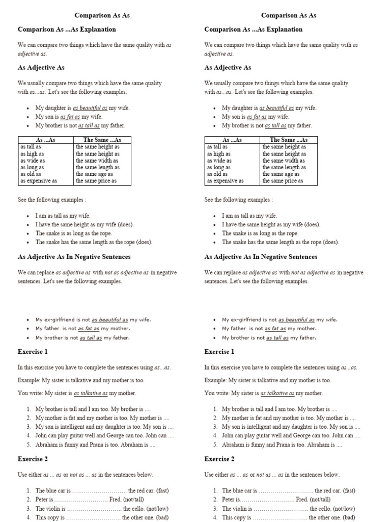 Comparison As As | PDF | Linguistic Typology | Grammar