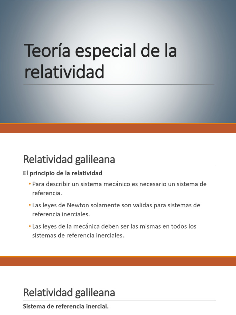 Presentaciones 1 - Teoría Especial de La Relatividad - Parte 1 | PDF ...