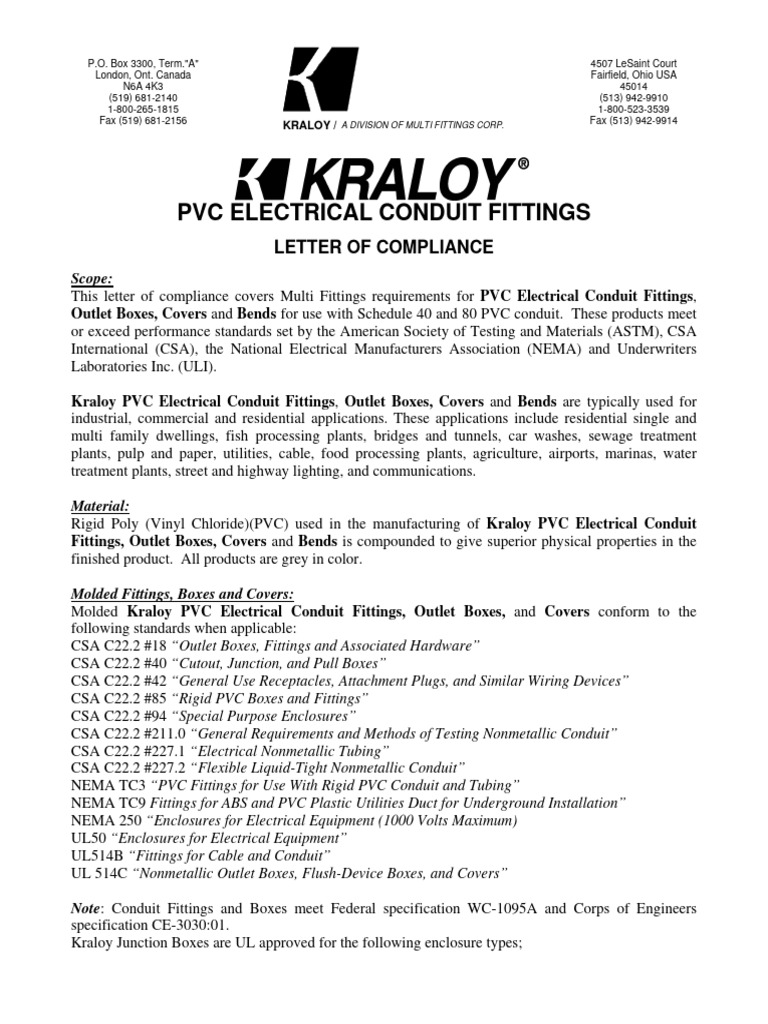 Kraloy Letter of Compliance | PDF | Building Materials | Manufactured Goods