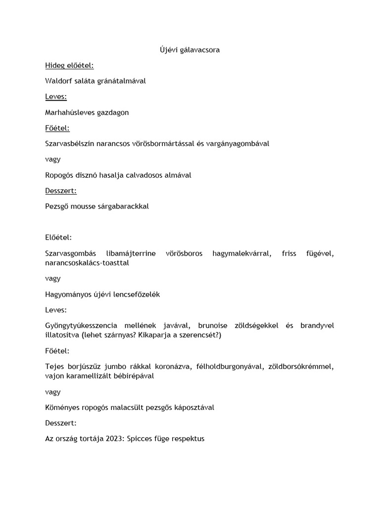 Újévi Gálavacsora | PDF
