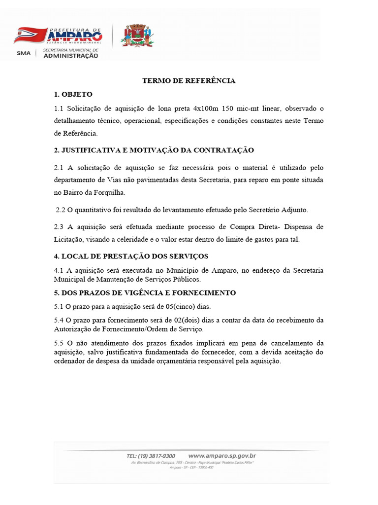 Termo de Referencia Lona | PDF