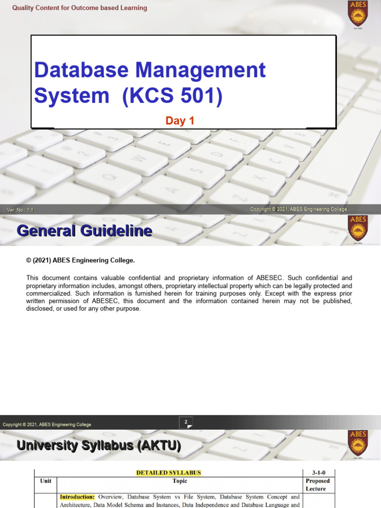 Database Management System (KCS 501) | PDF | Databases | Relational Model