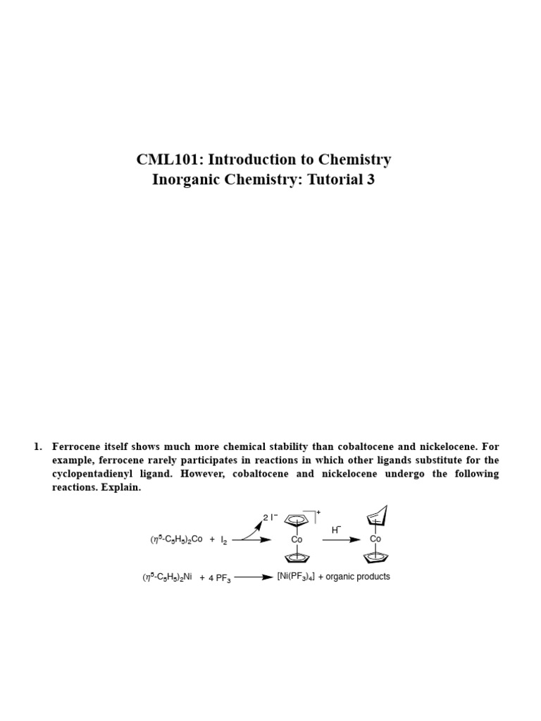 Inorganic Tutorial 3 | PDF