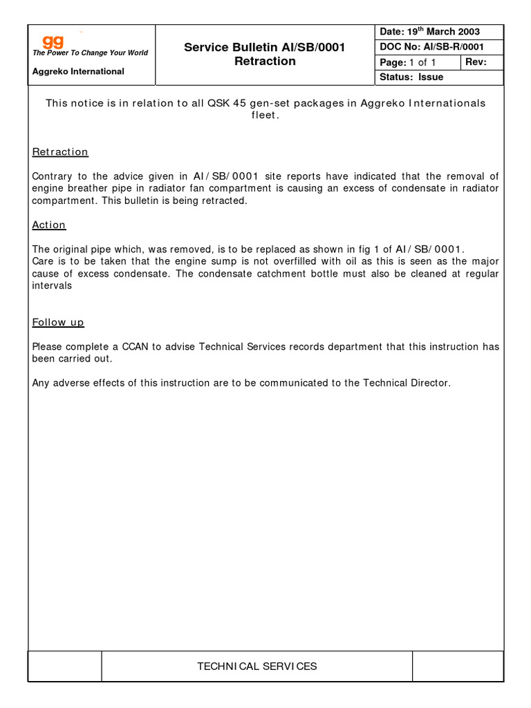 AI-SB-R-0001 QSK Engine Breather System | PDF