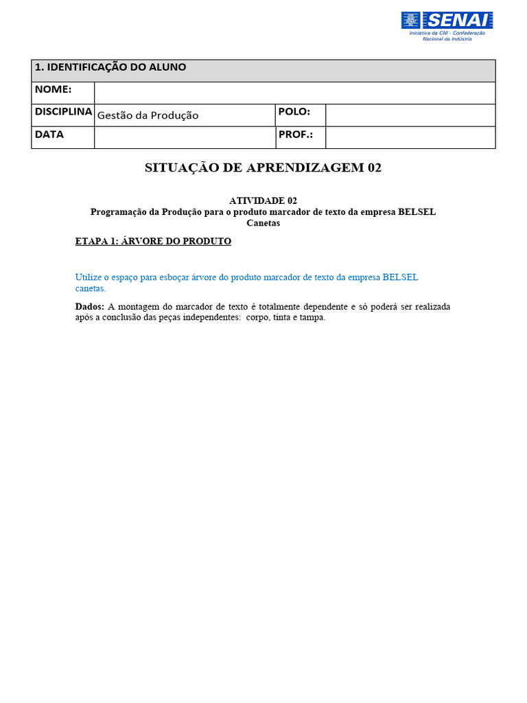 SA2 ATV2 Árvore Do Produto Nome Completo | PDF