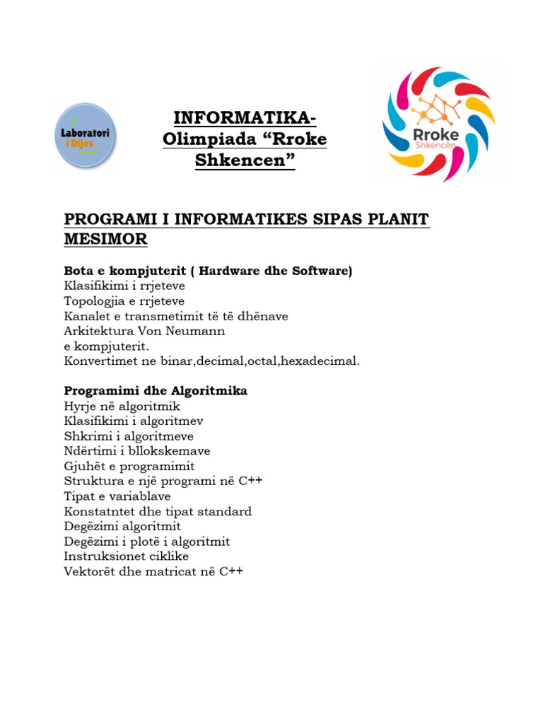 Informatikë. Rrjetat, Bllokskema, C++ | PDF