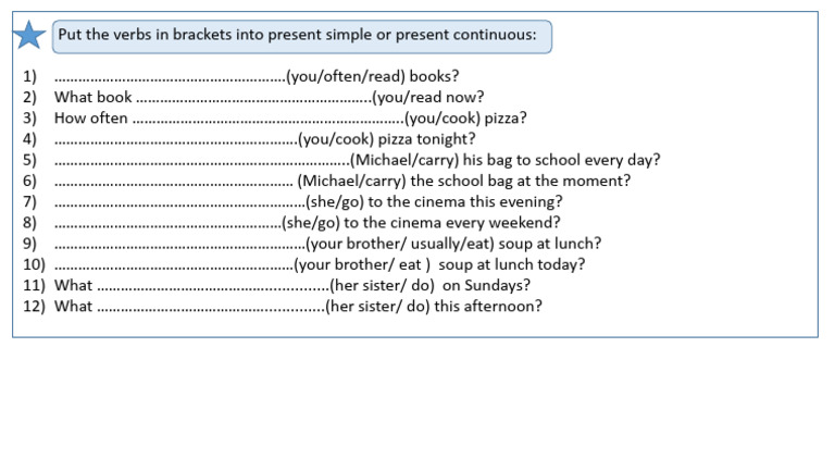 Present Simple Vs Present Continuous Questions Pdf