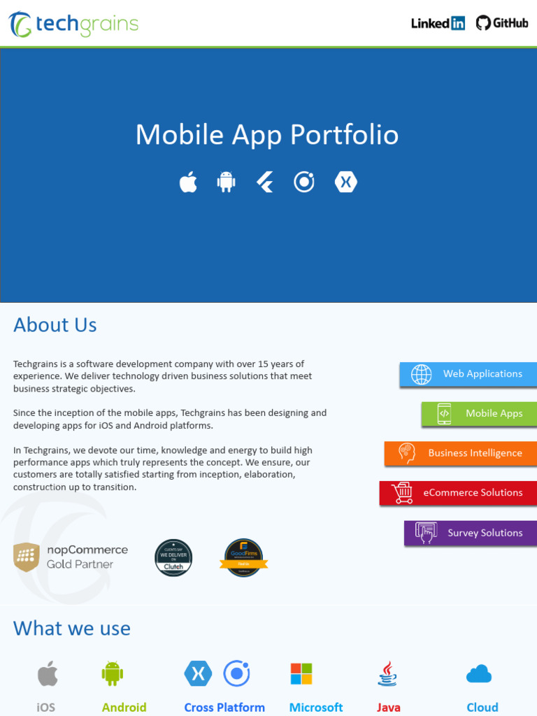 Techgrains - Mobile App Portfolio | PDF