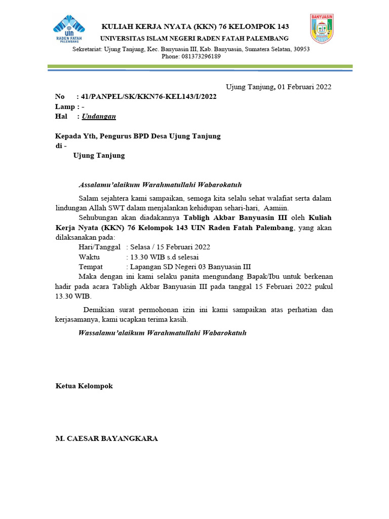 Surat Undangan Tabligh BPD | PDF