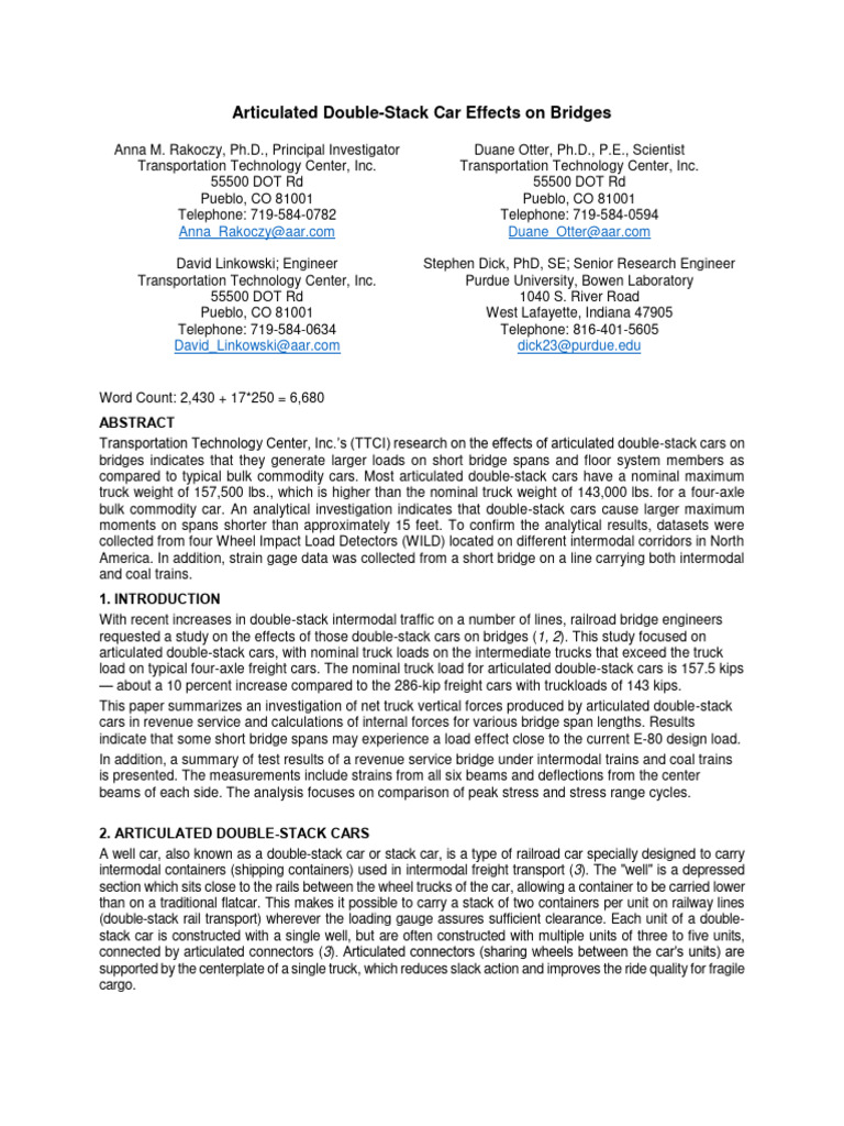 Articulated Double-Stack Car Effects On Bridges | PDF | Intermodal ...