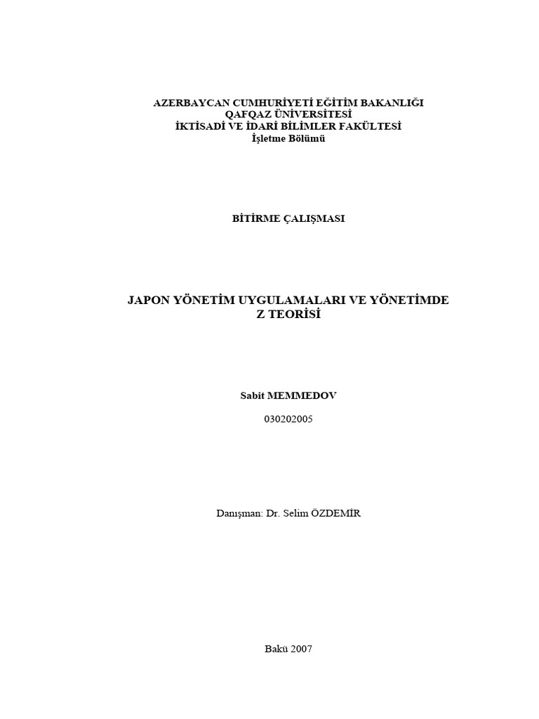 Japanese Management System and Theory Z in Management | PDF